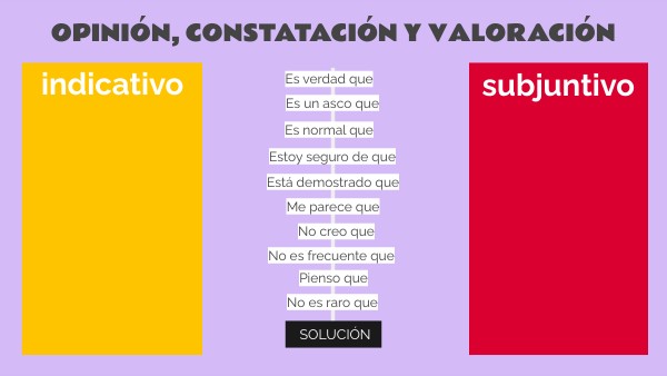Expresar opinión: indicativo - subjuntivo