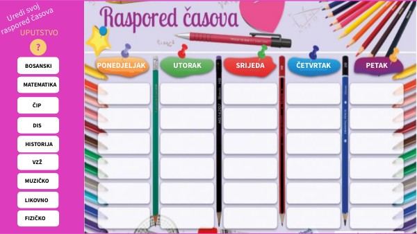Raspored časova za 5. razred