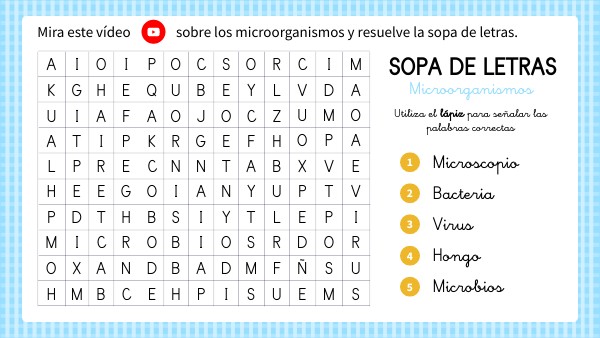 SOPA DE LETRAS - Microorganismos