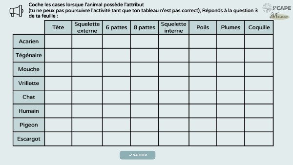 A - Classer les êtres vivants/tableau attributs