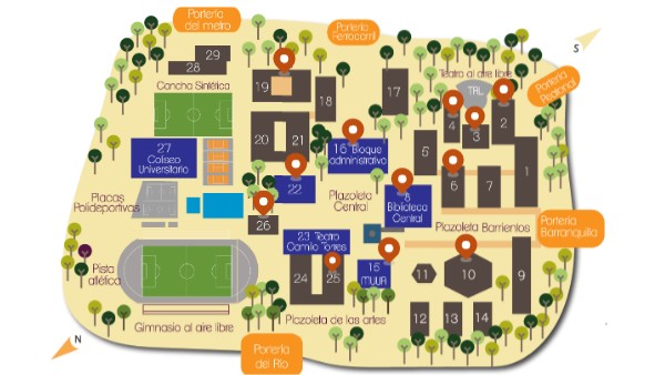 Cartografía auditorios Campus central de la UdeA