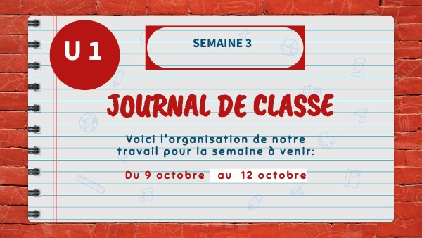 S3 - A2 -JOURNAL DE CLASSE - Rentrée