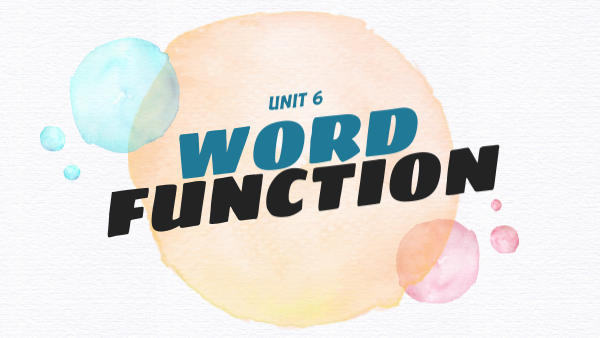 Word Function & Sentence Structure