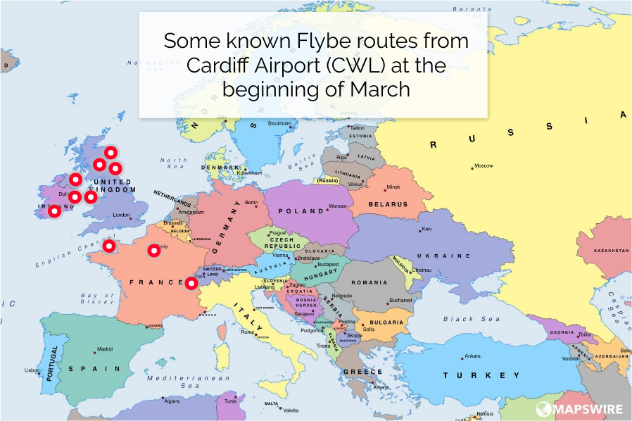 Flybe routes from Cardiff Airport