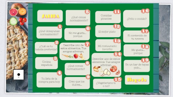 juego de mesa, comida u2 Aula Nueva 2