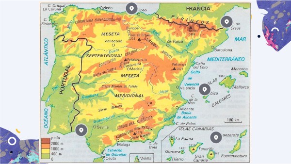 Mapa físico de las costas
