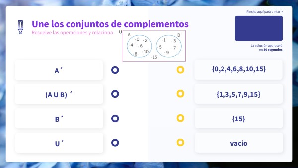 EJERCICIOS DE COMPLEMENTO DE CONJUNTOS