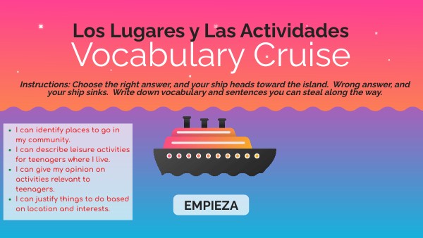 Los Lugares y Las Actividades - Spanish 1