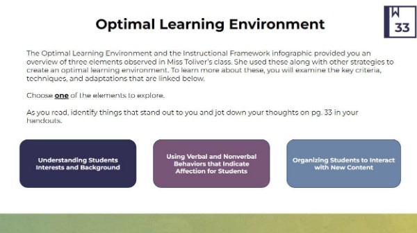 Optimal Learning Environment