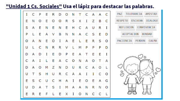 Sopa de letras, sociales 4°