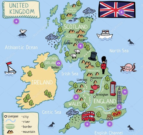 The map of the UK for children.