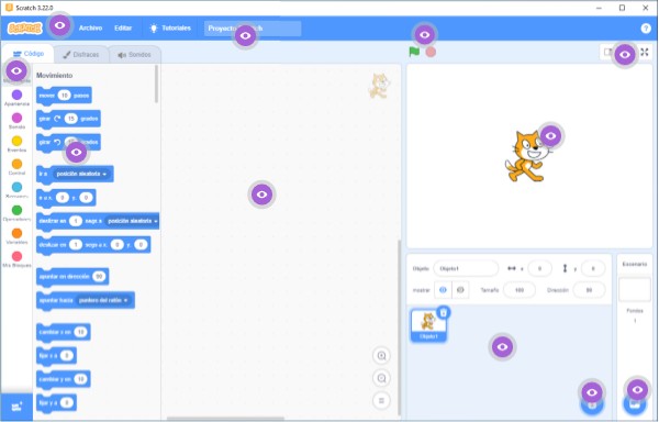 PARTES DE LA VENTANA DE SCRATCH