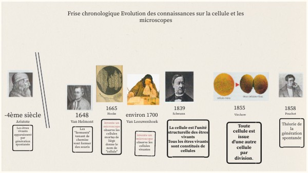 Frise chronologique Evolution des connaissances sur la cellule et les
