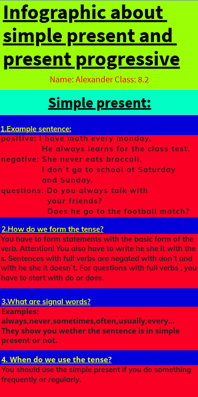 Simple present-present progressive