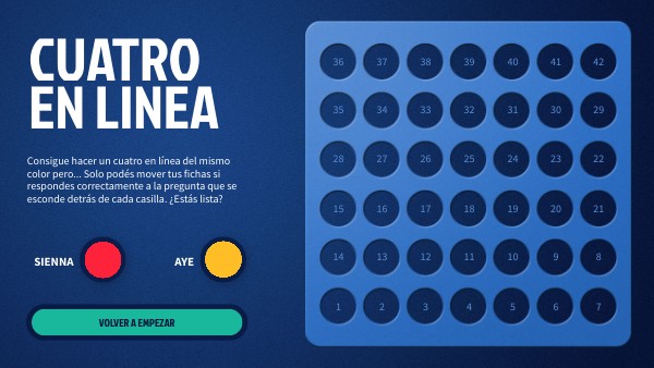 ¡JUGAMOS A CUATRO EN LINEA! español