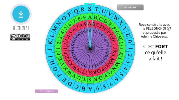 ROUE CODEE lettres et chiffres