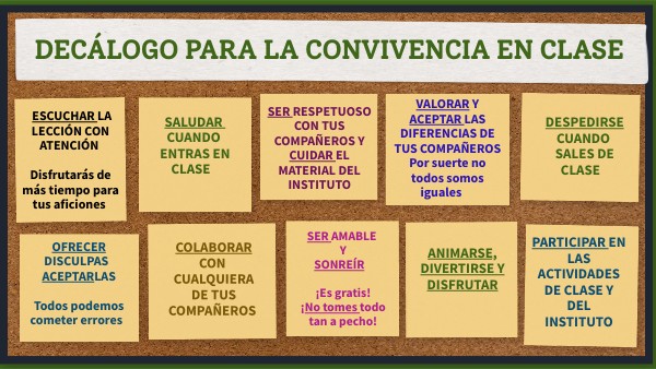 DECÁLOGO BUEN COMPORTAMIENTO EN CLASE