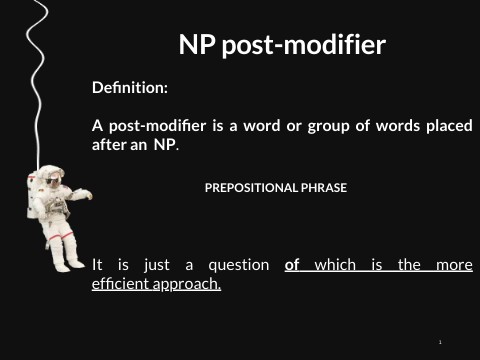 Post modifiers and noun functions version ii
