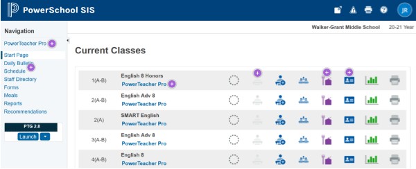 Interactive PowerSchool Homepage