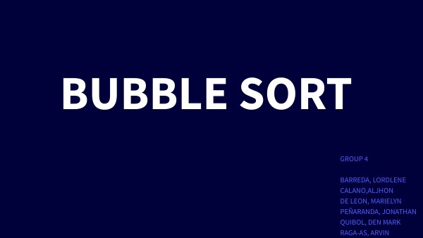BUBBBLE SORT