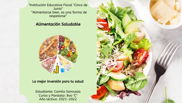 Folleto alimentación saludable Camila Samueza 8vo "C"