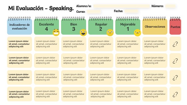 RÚBRICA DE SPEAKING