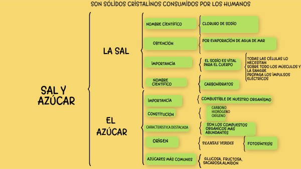 cuadro sinóptico sobre la sal y el azúcar.