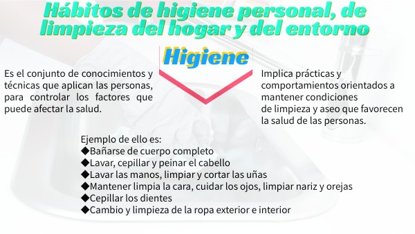 Hábitos de higiene personal, hogar y entorno
