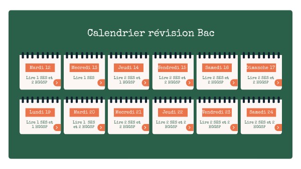 Calendrier révision bac