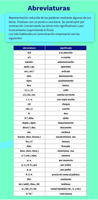 abreviaturas