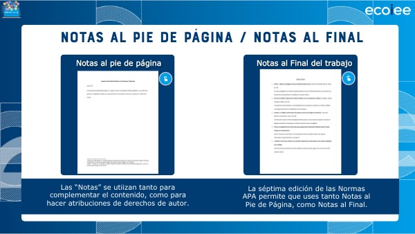 Notas al pie de página /Notas al final