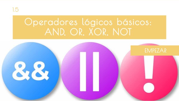 1.5 Operadores lógicos básicos: AND, OR, XOR, NOT