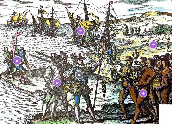 Arrivée de Colomb sur l'île Hispaniola