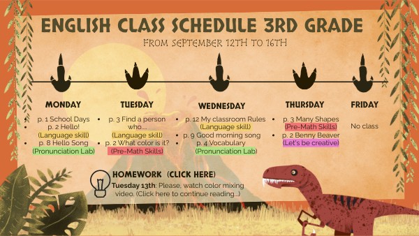 English Class Schedule 3rd Grade