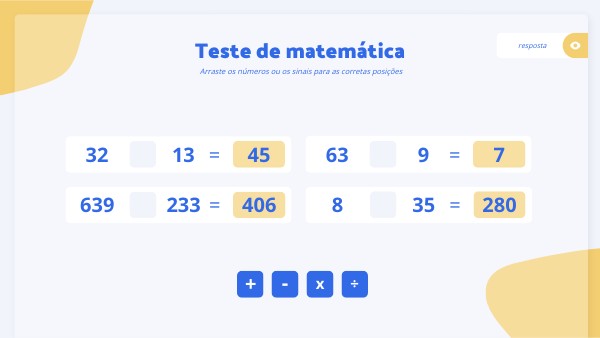 Teste de matemática