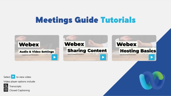 Webex Meeting Guide Tutorials