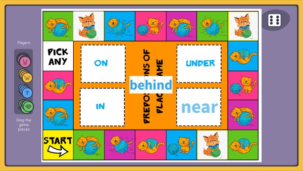 Prepositions Board Game Printable