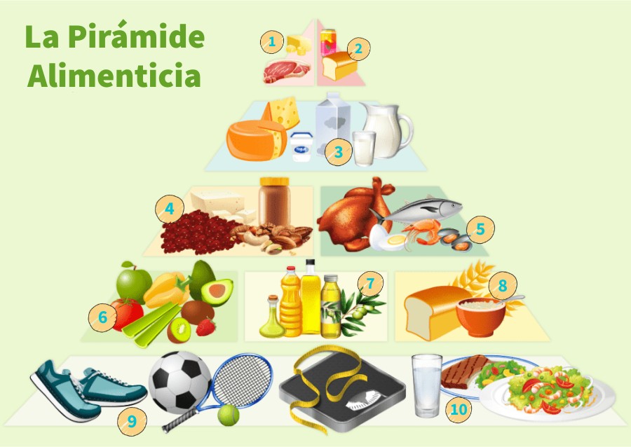 Imagen interactiva pirámide alimenticia