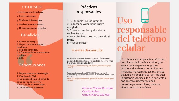 TRÍPTICO Uso Responsable del celular